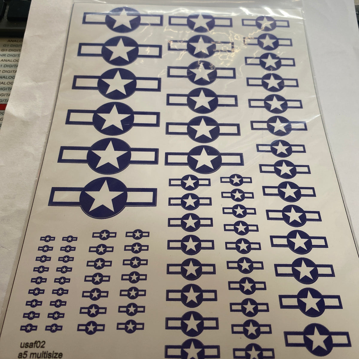 USAF02 - US Air Force Roundel (White/Blue) Multi size – Sussex Model Centre