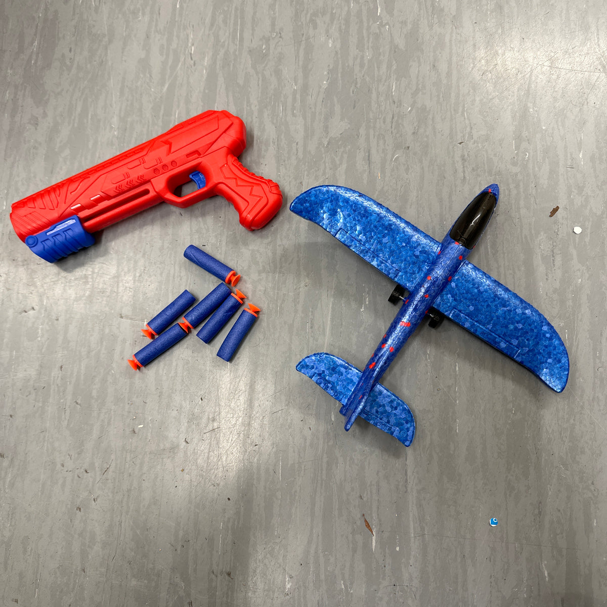Airplane Gun Launcher Toy with Foam Blue Catapult Glider also fires fo ...