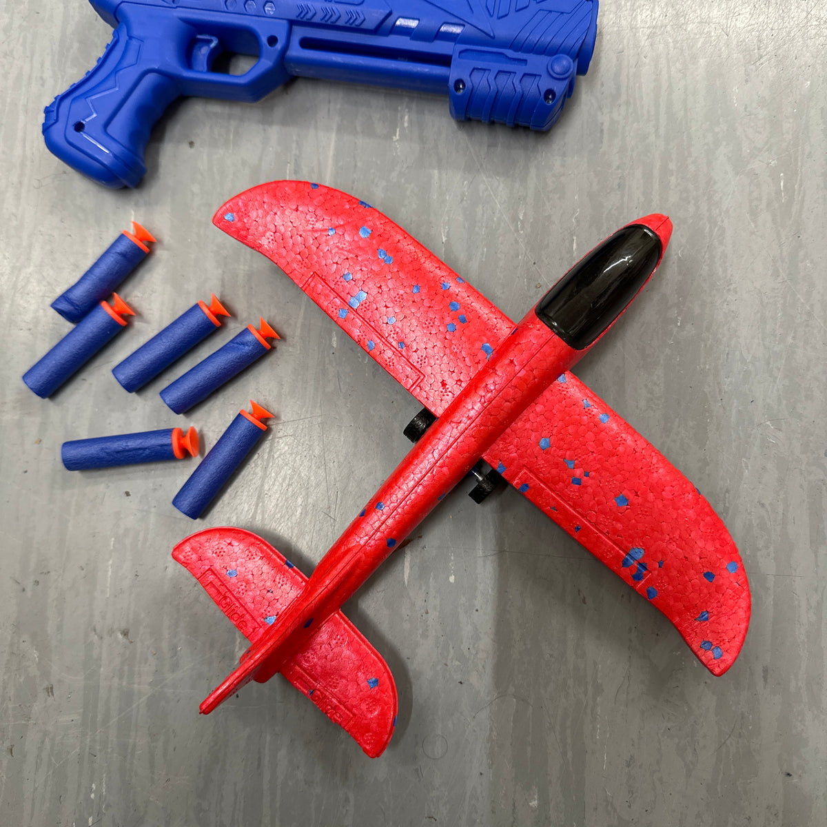 Airplane Gun Launcher Toy with Foam Red Catapult Glider also fires foa ...