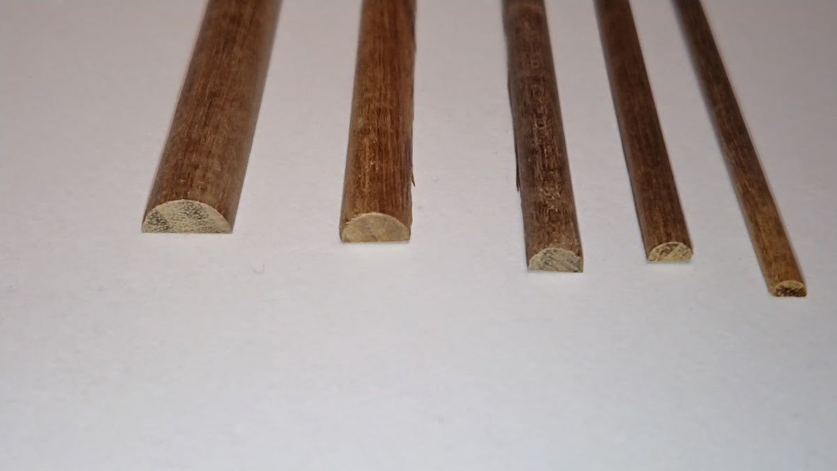 Walnut Half Round 2 x 4 x 1000mm – Sussex Model Centre