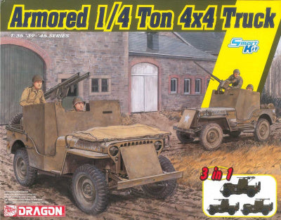 Dragon 1/35 scale Armored 1/4-Ton 4x4 Truck w/.50-cal Machine Gun (3 i ...