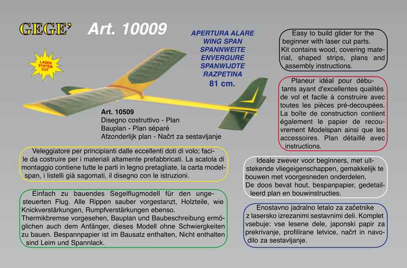Mantua Gege Free Flight Glider – Sussex Model Centre