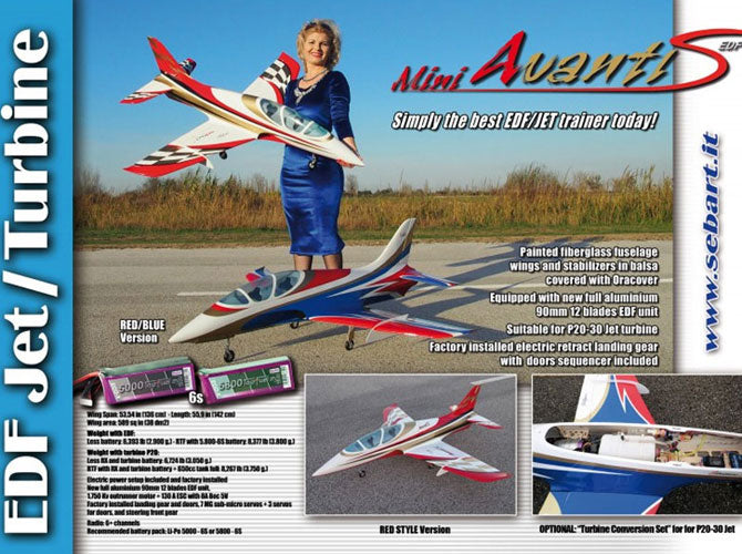 SEBART MINI AVANTI S (1.42m) (White Blue & Red) – Sussex Model Centre