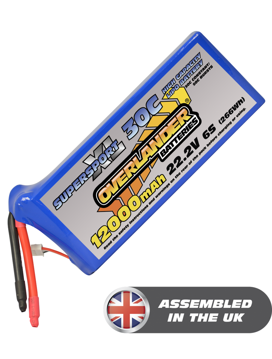 LiPo Batteries 12000mAh 6S2P 30C SupersportXL- SKU 2746 – Sussex Model ...