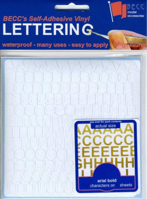 BECC 3mm Arial White Vinyl Lettering